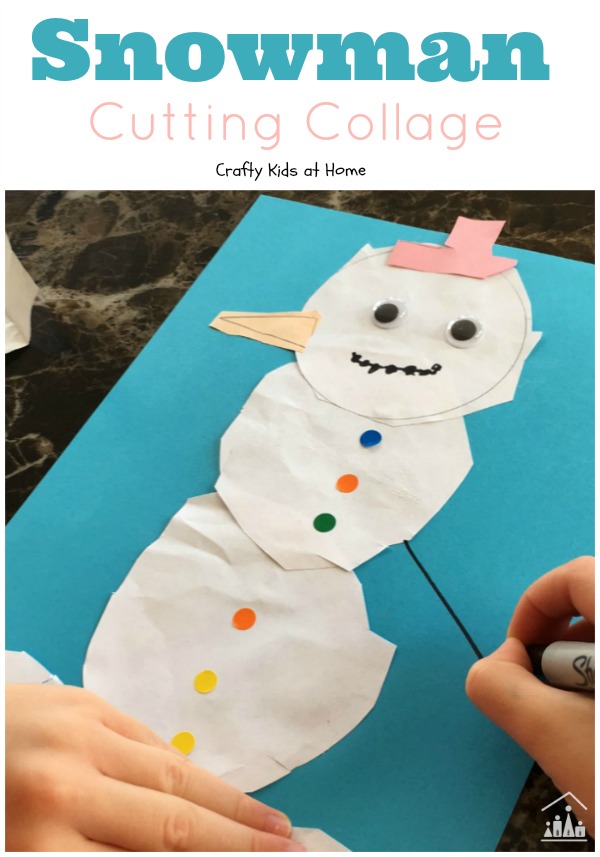 Cutting out a Snowman Collage - Crafty Kids at Home